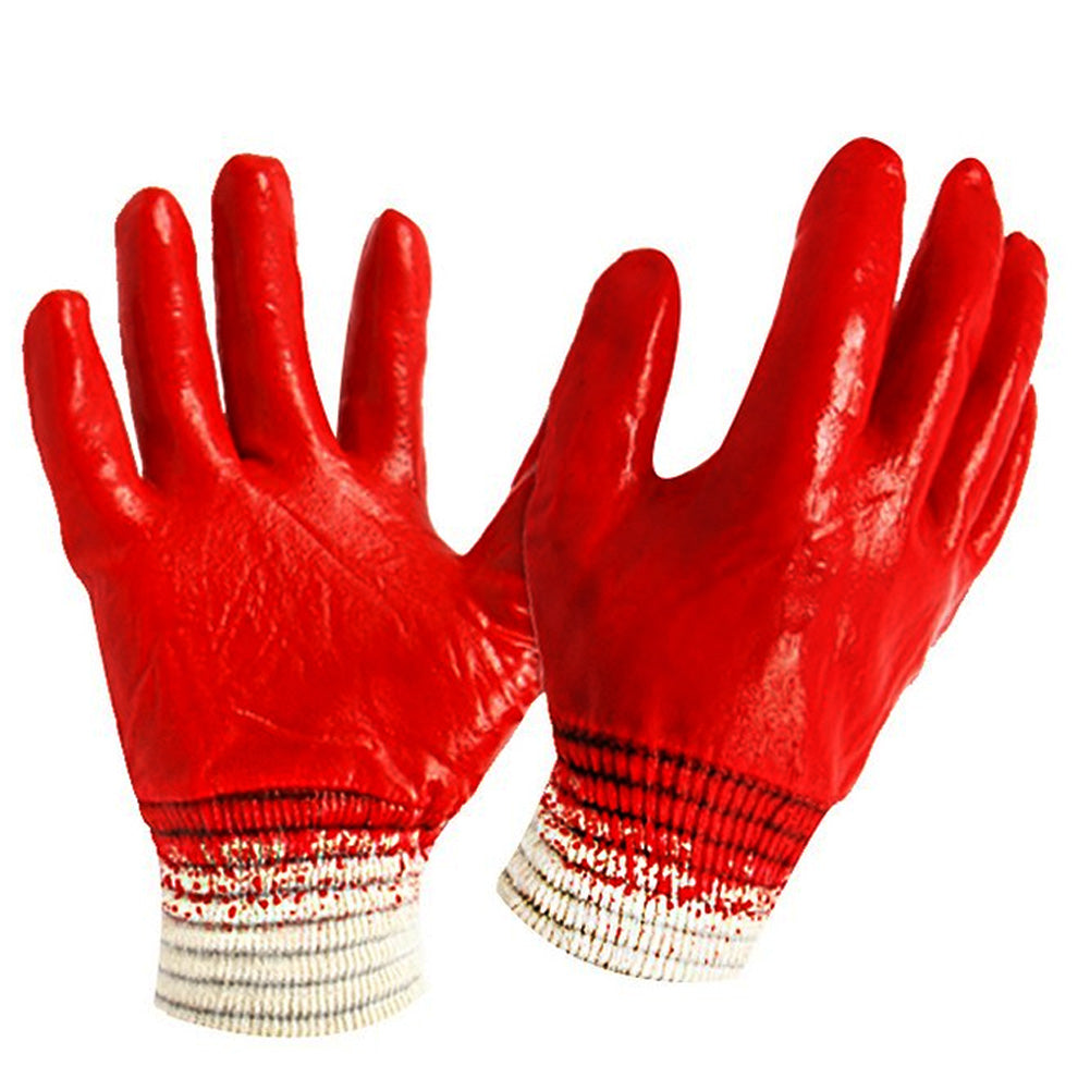 Red Latex Fully Dipped Coated Gardening Working Gloves Safety Gloves ...